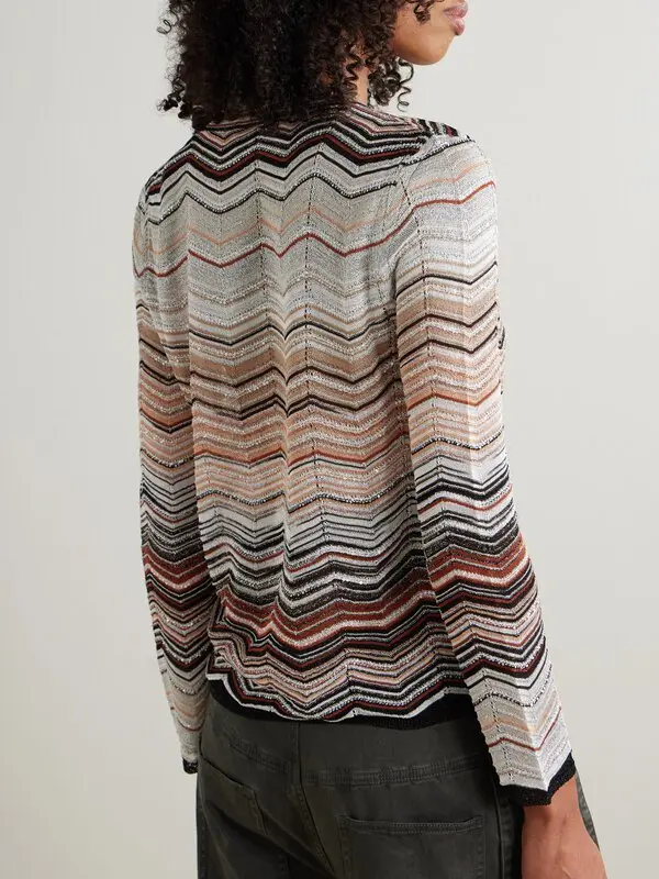 Missoni Sequin-embellished Striped Crochet-knit Cardigan - Multi