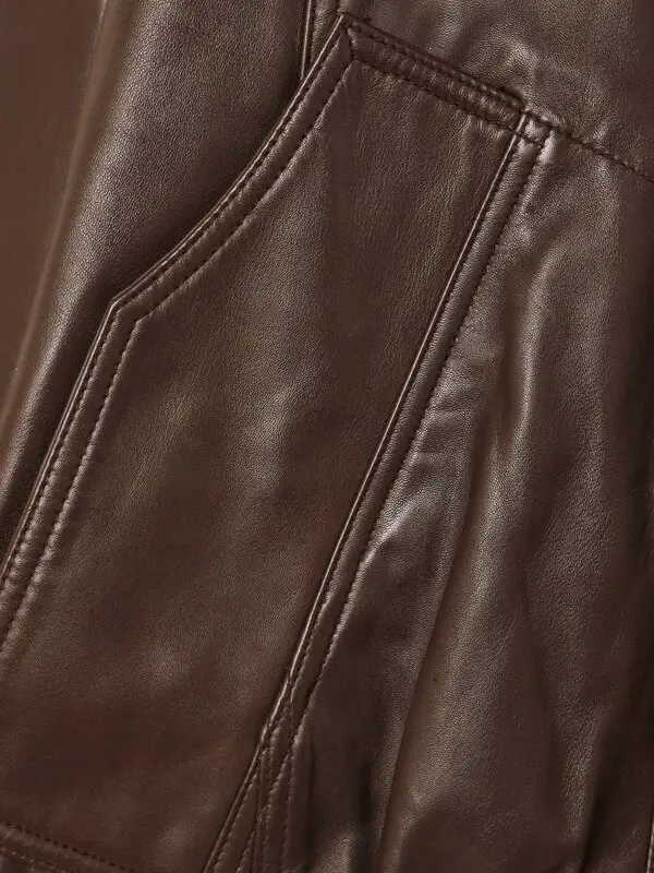 RÓHE Leather Bomber Jacket - Brown