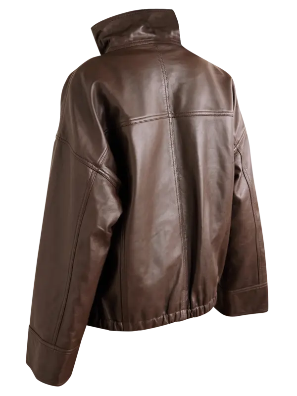 RÓHE Leather Bomber Jacket - Brown