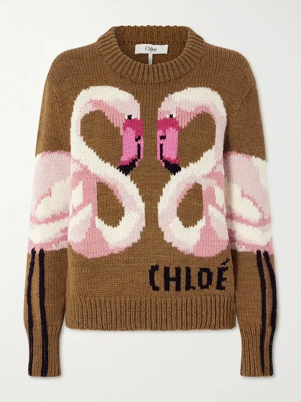 Chloé Intarsia Wool Sweater - Brown