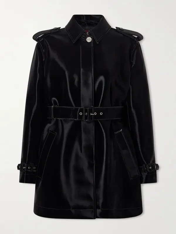 Leather Gucci Belted Coat Gucci Belted Glossed-Leather Trench Coat