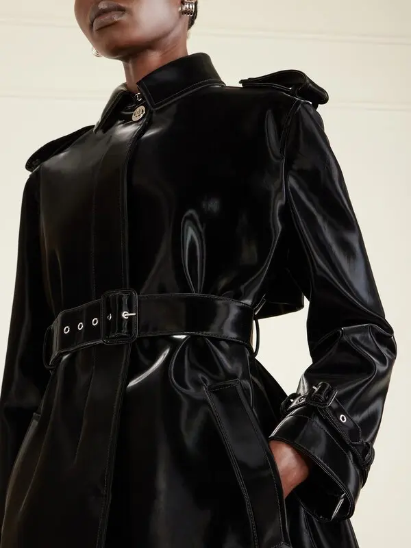 Leather Gucci Belted Coat Gucci Belted Glossed-Leather Trench Coat