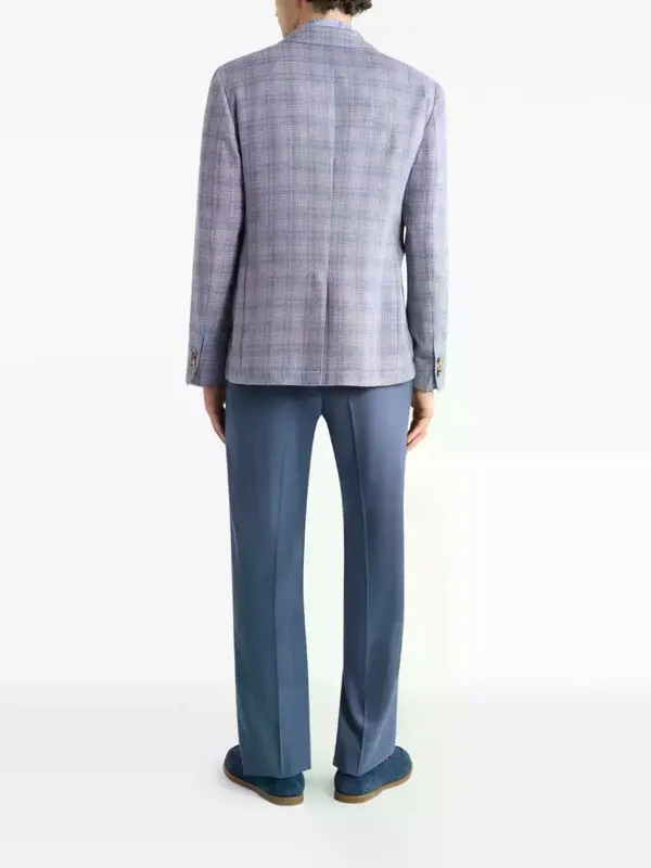 Etro Checked Single-breasted Blazer - Blue