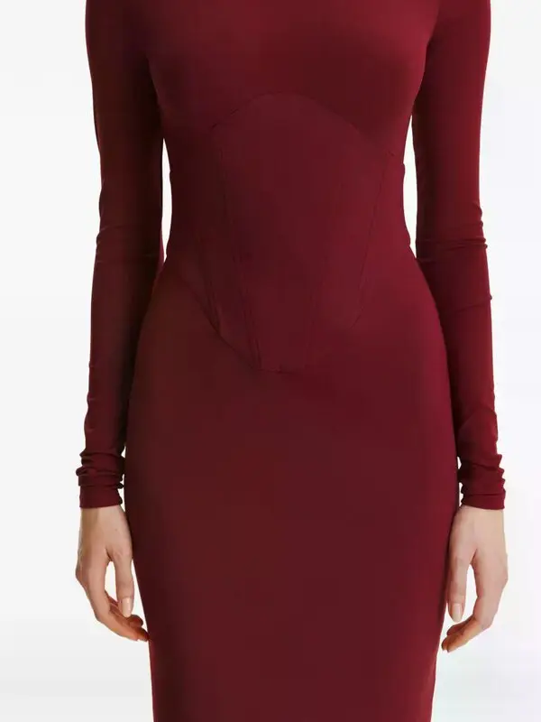 2310 STUDIO Long-sleeves Corset Maxi Dress - Red
