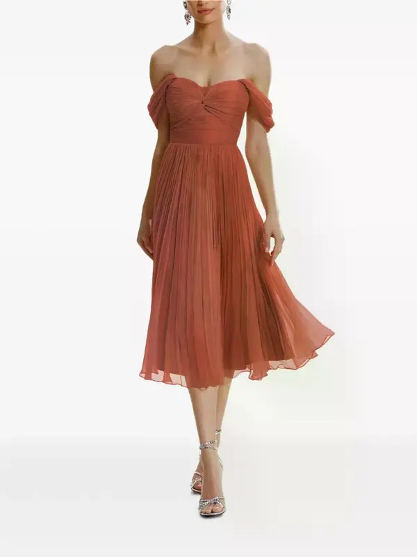 FRAMBOISE Kaly Off-shoulder Silk Midi Dress - Orange
