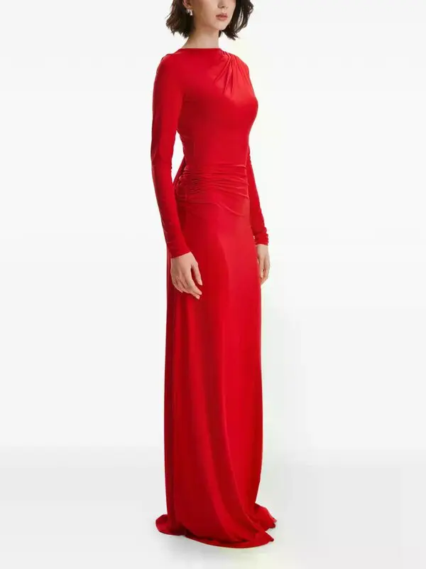 2310 STUDIO Long-sleeves Open-back Maxi Dress - Red