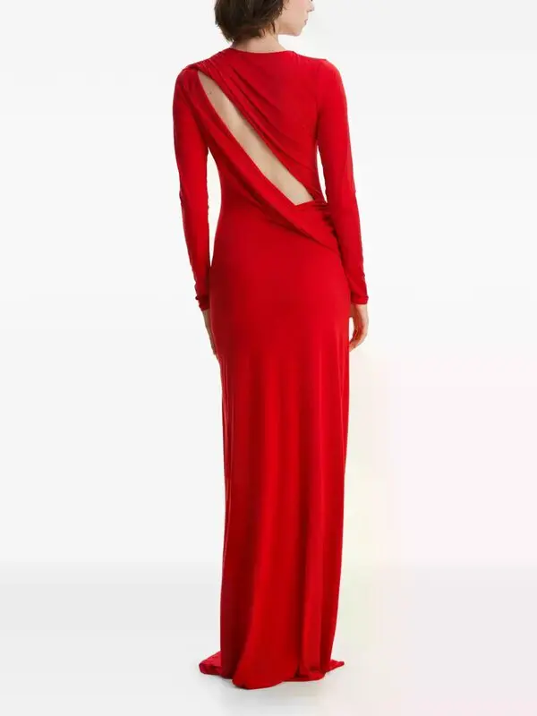 2310 STUDIO Long-sleeves Open-back Maxi Dress - Red