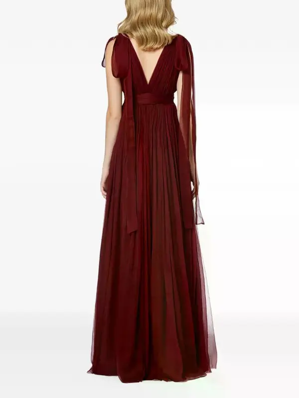 FRAMBOISE Savana V-neck Silk Maxi Dress - Red