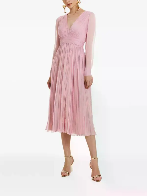 FRAMBOISE Vasquez Long-sleeve Silk Midi Dress