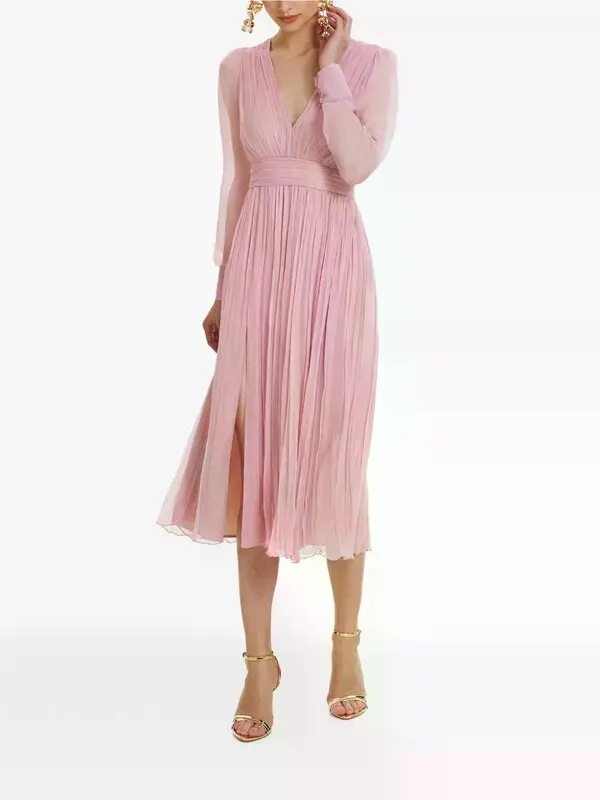 FRAMBOISE Vasquez Long-sleeve Silk Midi Dress