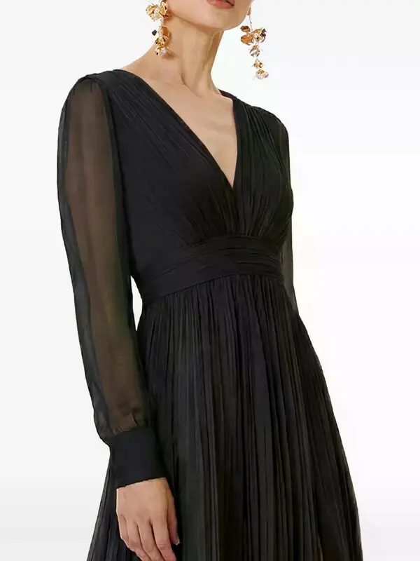 FRAMBOISE Vasquez Pleated Silk Midi Dress