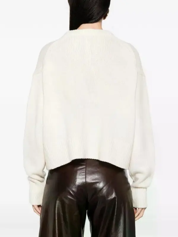 Maje Appliqué Ribbed Sweater - Neutrals