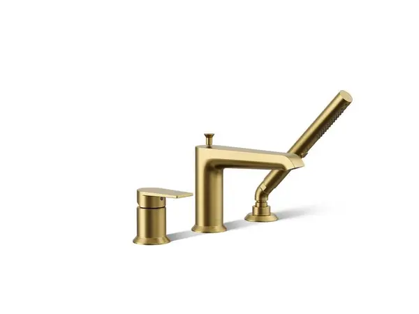 KOHLER Hint Deck-mount Bath Faucet With Handshower - Vibrant Brushed Moderne Brass