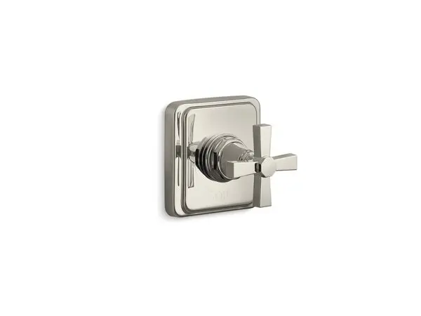 KOHLER Pinstripe Pure Mastershower Volume Control Valve Trim With Cross Handle - Vibrant Polished Nickel