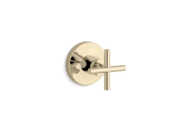 KOHLER Purist Mastershower Volume Control Valve Trim With Cross Handle - Vibrant French Gold
