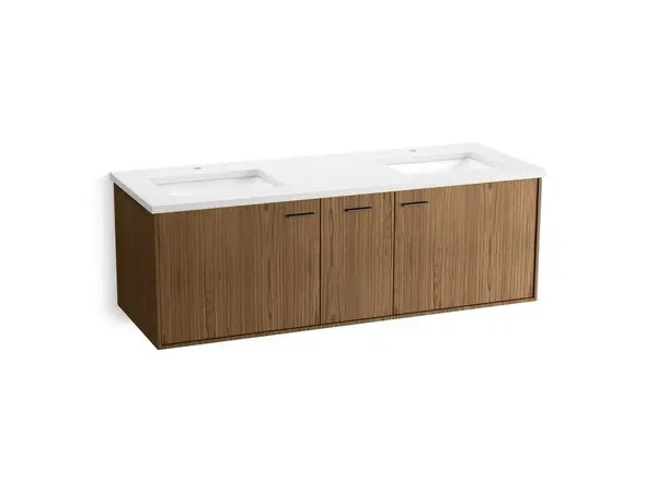 KOHLER Jute 60" Wall-hung Bathroom Vanity Cabinet With Sinks And Quartz Top - One-color