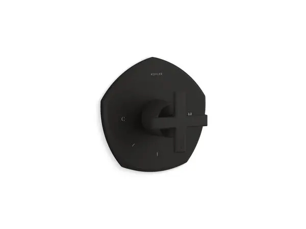 KOHLER Occasion Mastershower Temperature Control Valve Trim With Cross Handle - Matte Black