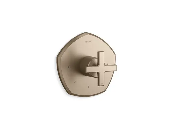 KOHLER Occasion Mastershower Temperature Control Valve Trim With Cross Handle - Vibrant Brushed Bronze