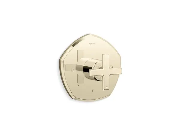 KOHLER Occasion Mastershower Temperature Control Valve Trim With Cross Handle - Vibrant French Gold
