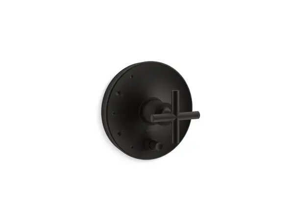 KOHLER Purist Rite-temp Valve Trim With Push-button Diverter And Cross Handle - Matte Black