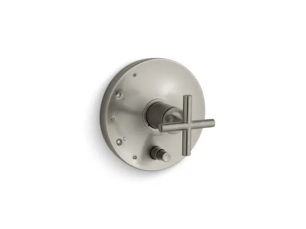 KOHLER Purist Rite-temp Valve Trim With Push-button Diverter And Cross Handle - Vibrant Brushed Nickel