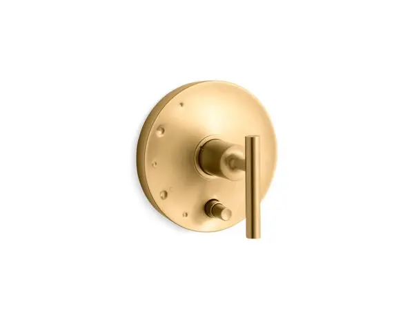 KOHLER Purist Rite-temp Valve Trim With Push-button Diverter And Lever Handle - Vibrant Brushed Moderne Brass