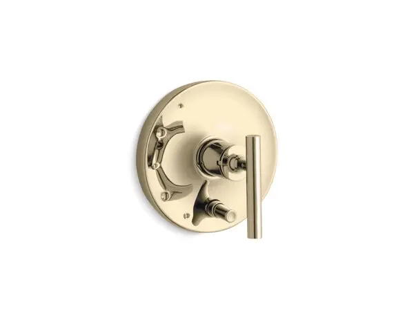 KOHLER Purist Rite-temp Valve Trim With Push-button Diverter And Lever Handle - Vibrant French Gold