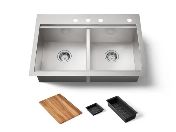KOHLER Lyric Workstation 33" Top-/undermount Double-bowl Kitchen Sink - One-color