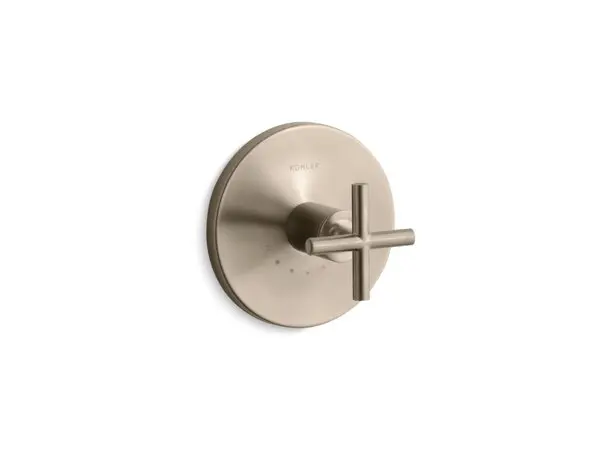 KOHLER Purist Mastershower Temperature Control Valve Trim With Cross Handle - Vibrant Brushed Bronze