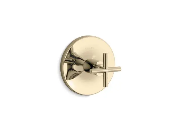 KOHLER Purist Mastershower Temperature Control Valve Trim With Cross Handle - Vibrant French Gold