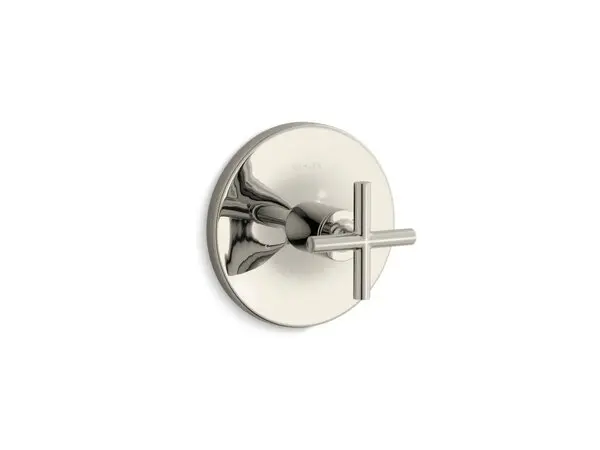 KOHLER Purist Mastershower Temperature Control Valve Trim With Cross Handle - Vibrant Polished Nickel