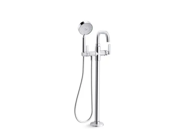 KOHLER Castia Studio Mcgee Floor-mount Bath Filler Trim With Handshower - Polished Chrome