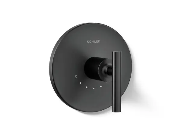KOHLER Purist Mastershower Temperature Control Valve Trim With Lever Handle - Matte Black