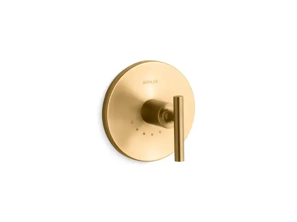 KOHLER Purist Mastershower Temperature Control Valve Trim With Lever Handle - Vibrant Brushed Moderne Brass