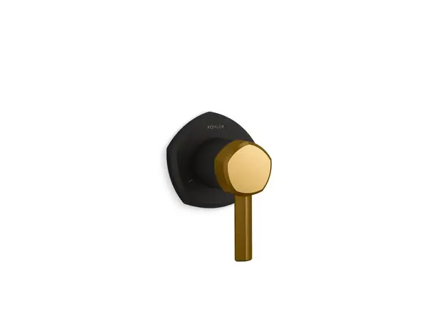 KOHLER Occasion Mastershower Transfer Valve Trim With Lever Handle - Matte Black With Brushed Moderne Brass