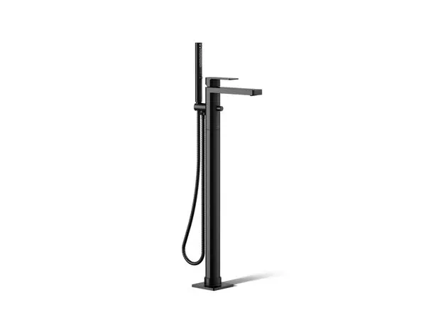 KOHLER Parallel Floor-mount Bath Filler Trim With Handshower - Matte Black