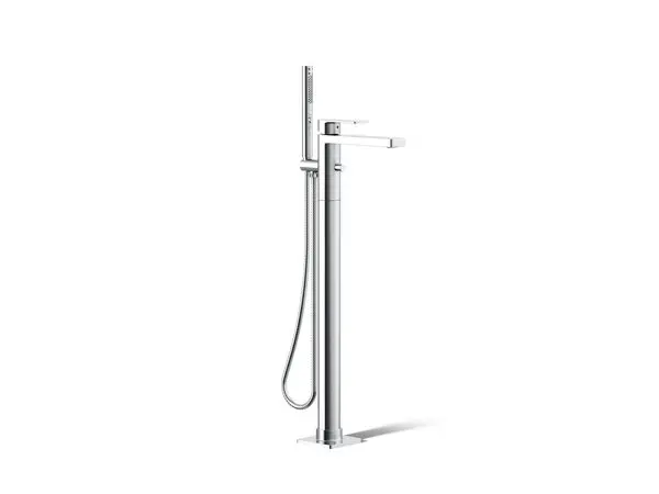 KOHLER Parallel Floor-mount Bath Filler Trim With Handshower - Polished Chrome