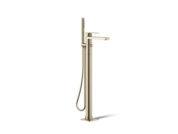 KOHLER Parallel Floor-mount Bath Filler Trim With Handshower - Vibrant Brushed Bronze