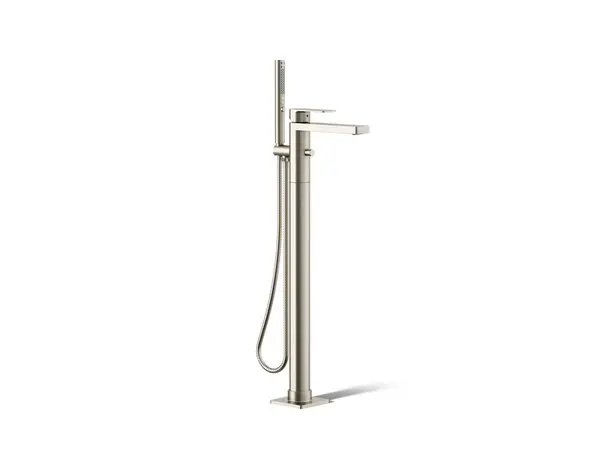 KOHLER Parallel Floor-mount Bath Filler Trim With Handshower - Vibrant Brushed Nickel