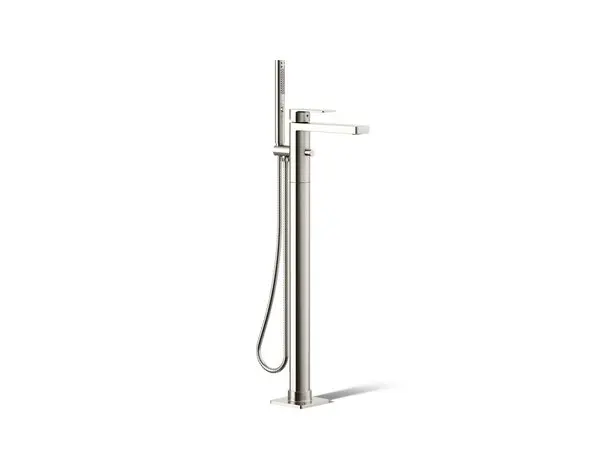 KOHLER Parallel Floor-mount Bath Filler Trim With Handshower - Vibrant Polished Nickel
