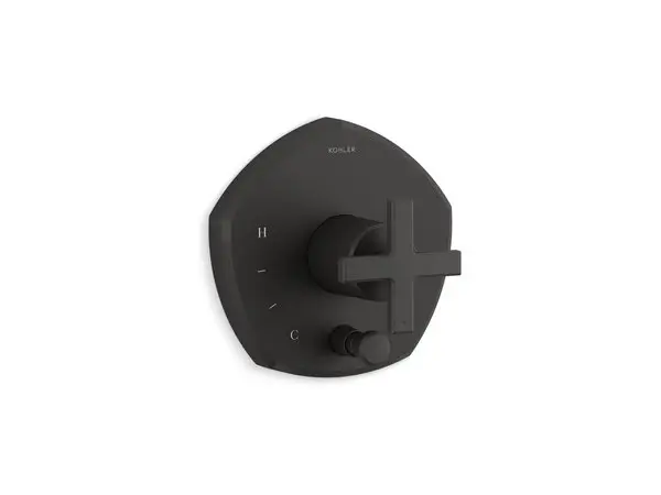 KOHLER Occasion Rite-temp Valve Trim With Push-button Diverter And Cross Handle - Matte Black