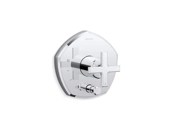 KOHLER Occasion Rite-temp Valve Trim With Push-button Diverter And Cross Handle - Polished Chrome