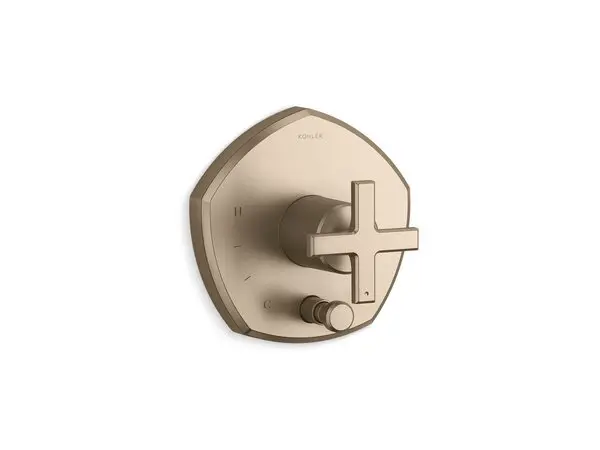 KOHLER Occasion Rite-temp Valve Trim With Push-button Diverter And Cross Handle - Vibrant Brushed Bronze