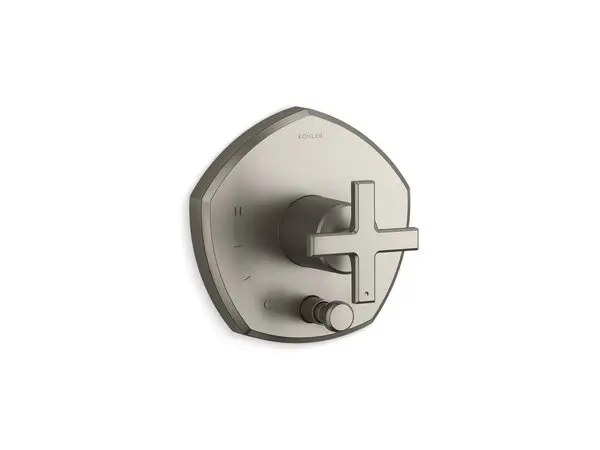 KOHLER Occasion Rite-temp Valve Trim With Push-button Diverter And Cross Handle - Vibrant Brushed Nickel