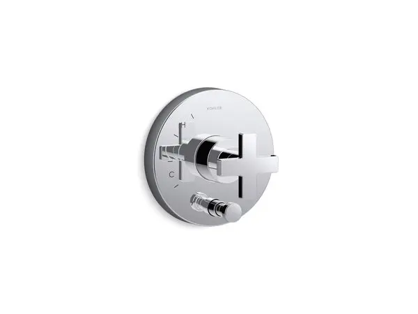 KOHLER Composed Rite-temp Valve Trim With Push-button Diverter And Cross Handle - Polished Chrome