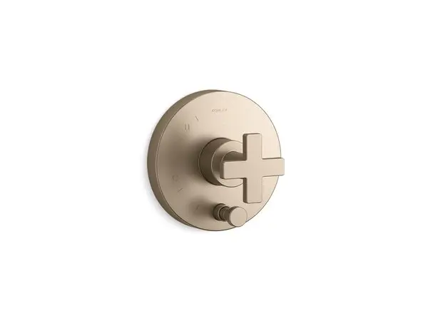 KOHLER Composed Rite-temp Valve Trim With Push-button Diverter And Cross Handle - Vibrant Brushed Bronze