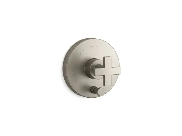 KOHLER Composed Rite-temp Valve Trim With Push-button Diverter And Cross Handle - Vibrant Brushed Nickel