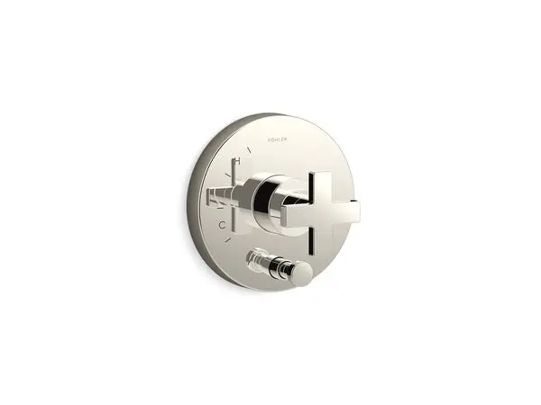 KOHLER Composed Rite-temp Valve Trim With Push-button Diverter And Cross Handle - Vibrant Polished Nickel