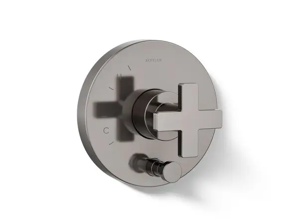 KOHLER Composed Rite-temp Valve Trim With Push-button Diverter And Cross Handle - Vibrant Titanium