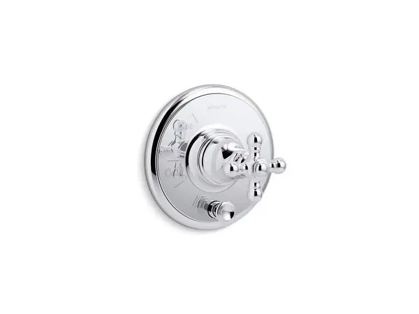KOHLER Artifacts Rite-temp Valve Trim With Push-button Diverter And Cross Handle - Polished Chrome